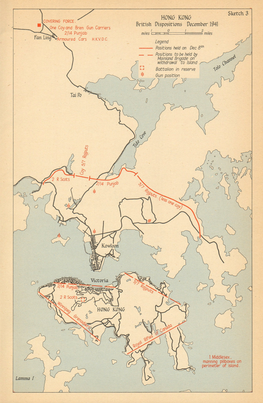 Hong Kong, British Dispositions, December 1941 1957 old vintage map ...
