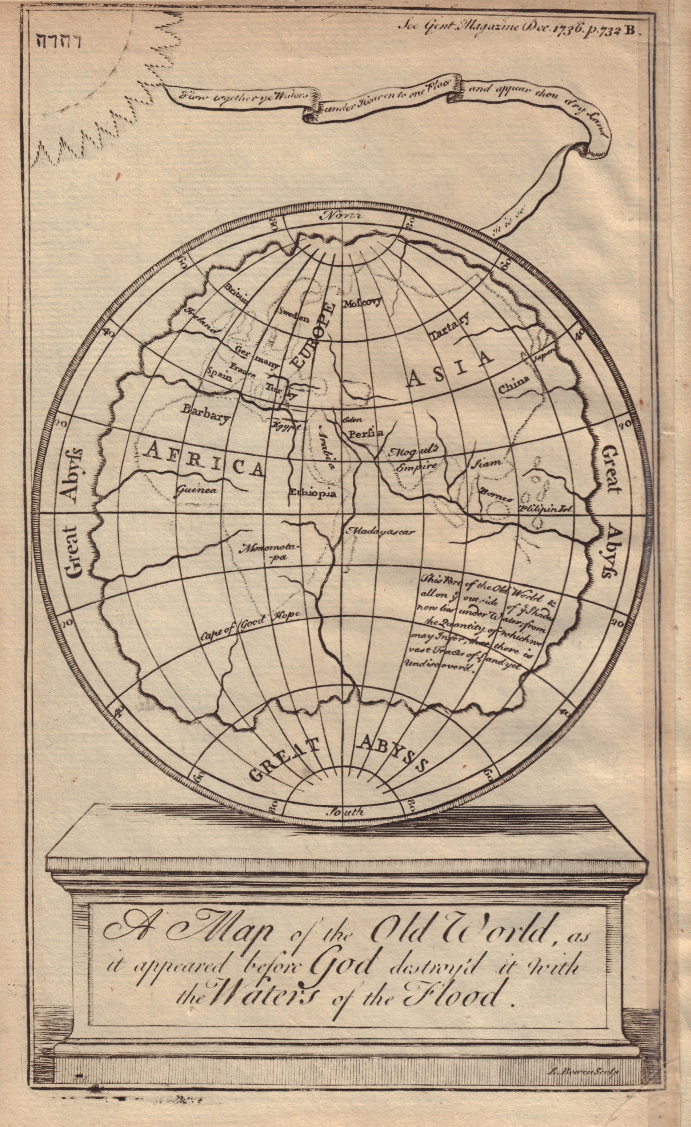 The Old World… before God destroy'd it with the… Flood. BOWEN 1736 map