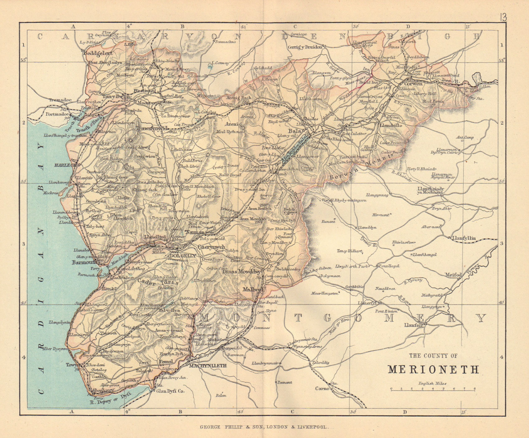 MERIONETHSHIRE "County of Merioneth" Barmouth Tywyn Wales BARTHOLOMEW ...