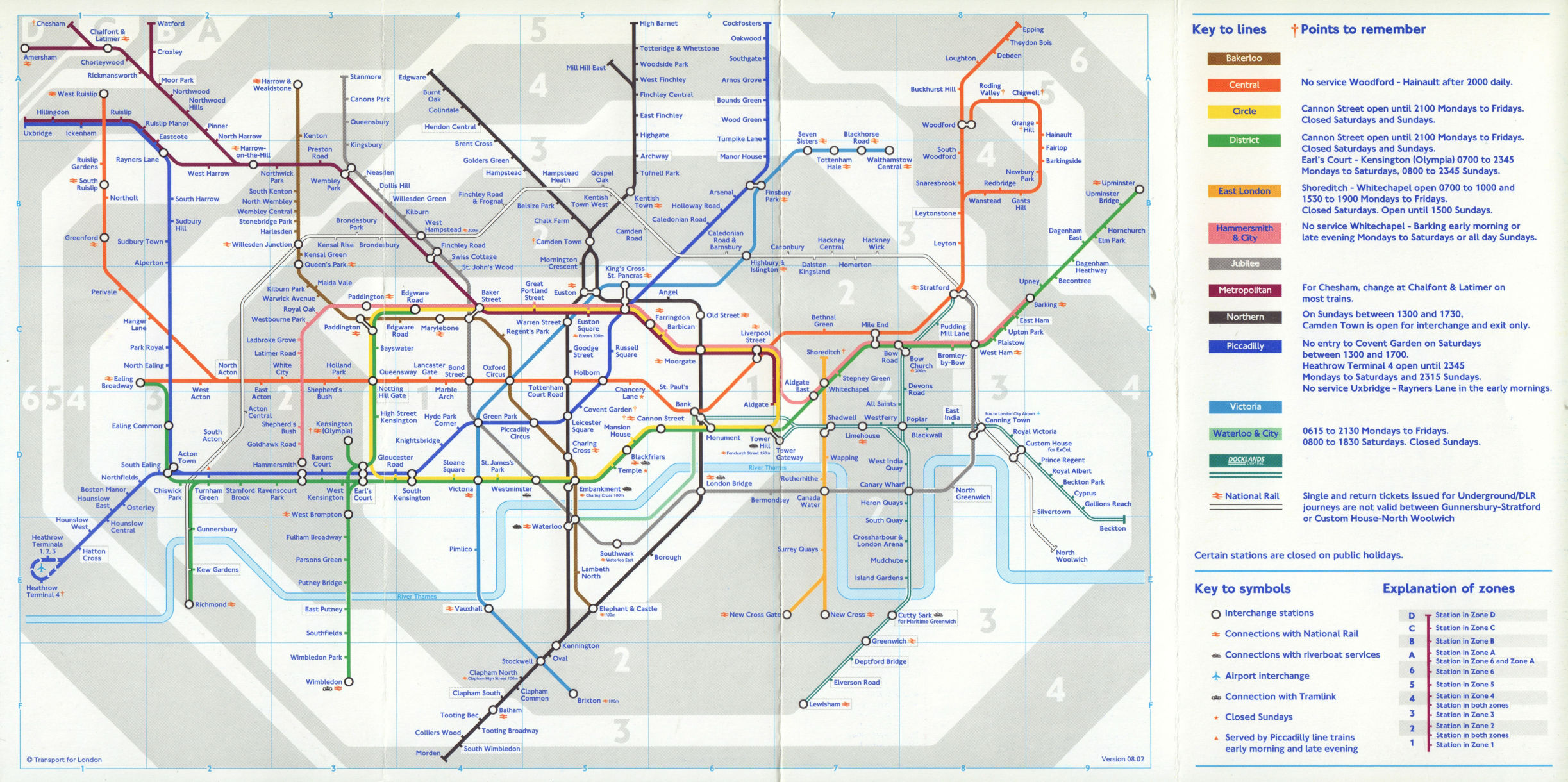 LONDON UNDERGROUND tube map. Inspector Clouseau edition. August 2002 old