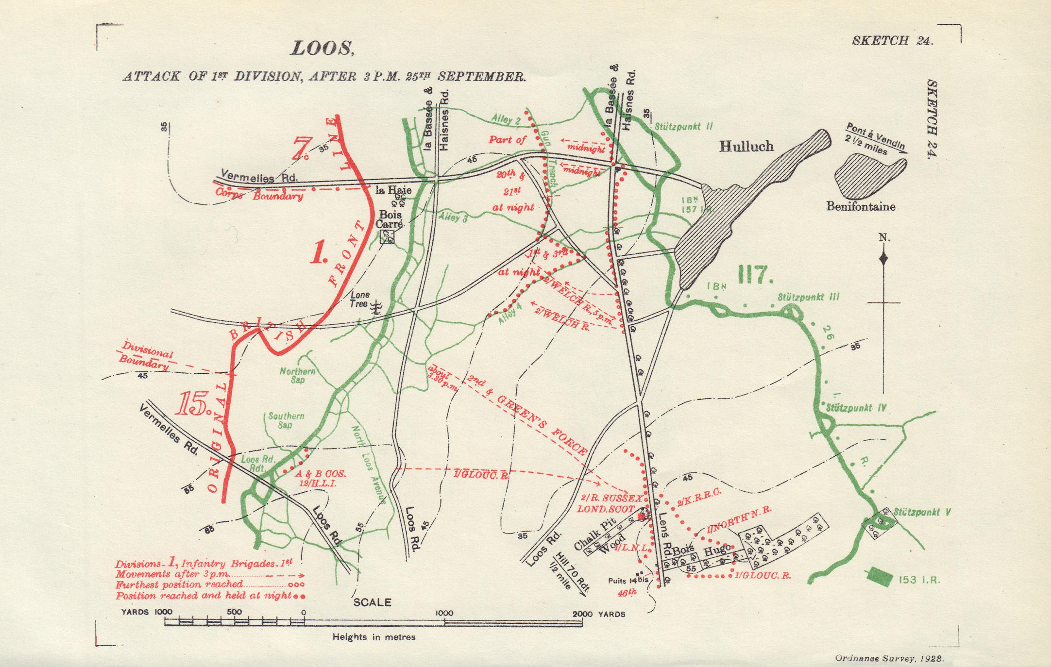 Battle of Loos, 9th Division attack, 25th September 1915. WW1. Trenches ...