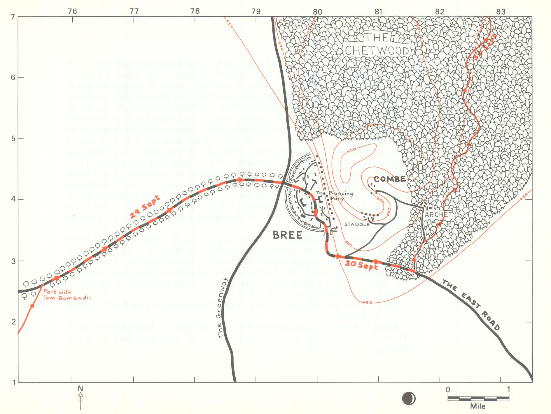 MIDDLE-EARTH Lord of the Rings. Bree. Frodo's route. TOLKIEN/STRACHEY ...