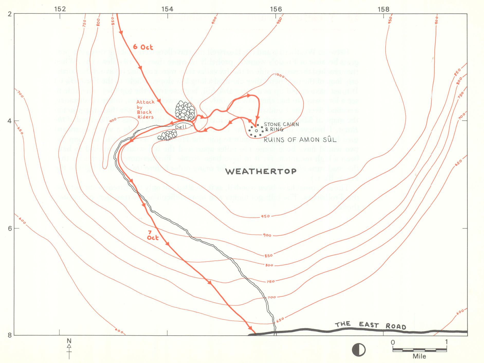 MIDDLE-EARTH Weathertop. Frodo's route. TOLKIEN/STRACHEY 1981 old ...