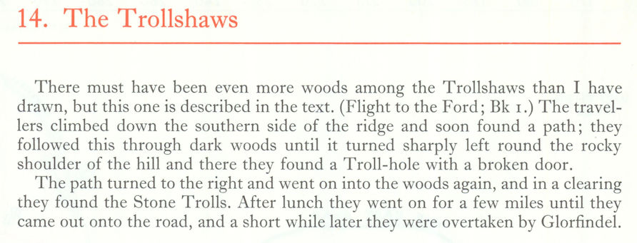 MIDDLE-EARTH The Trollshaws. Frodo's route. TOLKIEN/STRACHEY 1981 old map