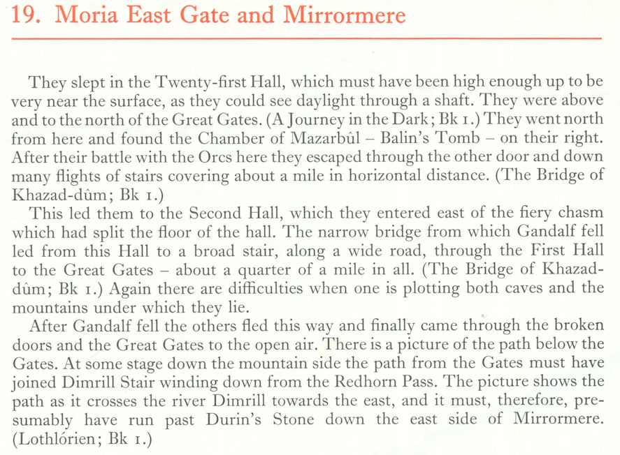 MIDDLE-EARTH Moria East Gate-Mirrormere. Frodo route. TOLKIEN/STRACHEY ...