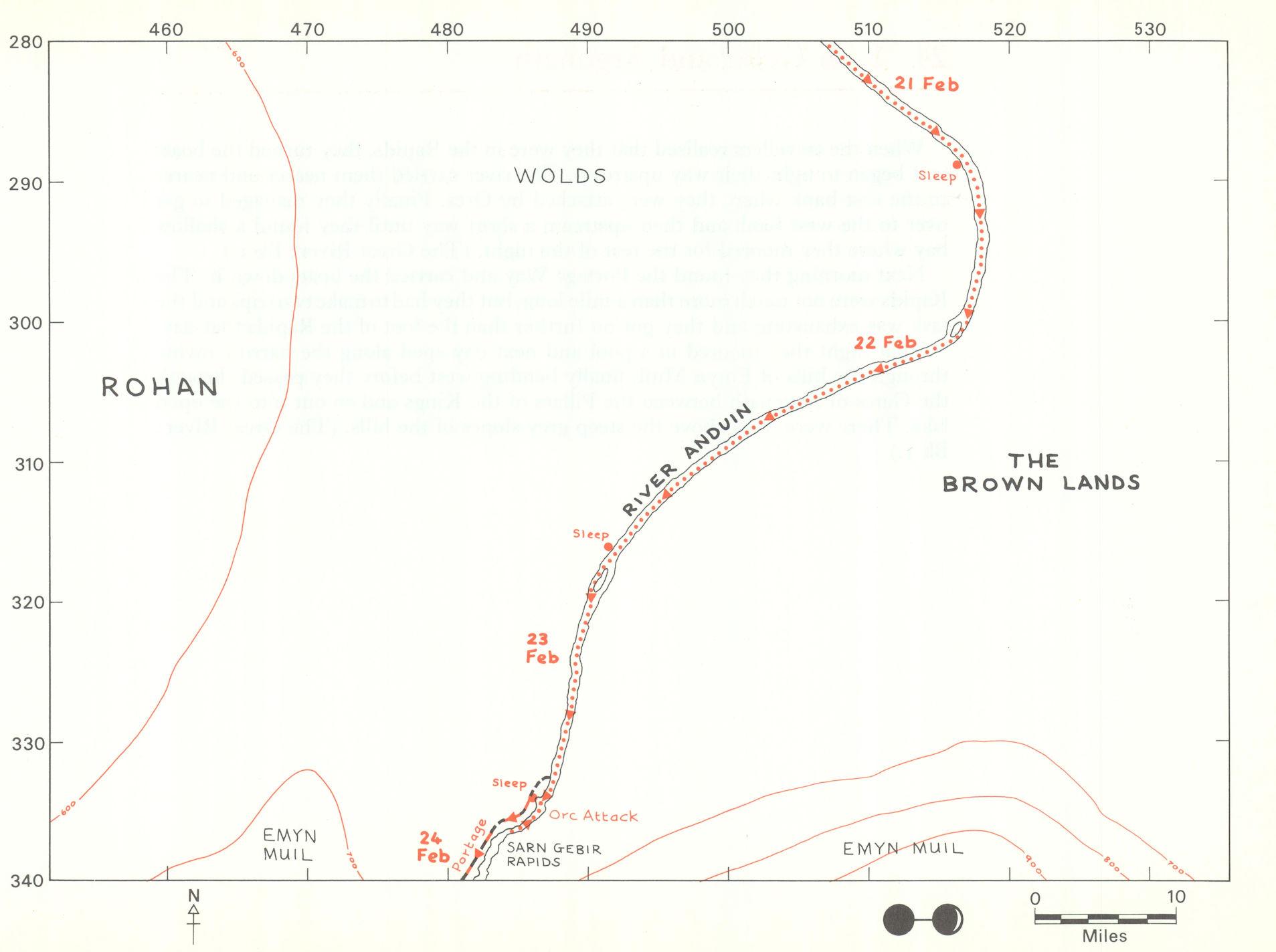 MIDDLE-EARTH Anduin & Rohan. Frodo's route. TOLKIEN/STRACHEY 1981 old map