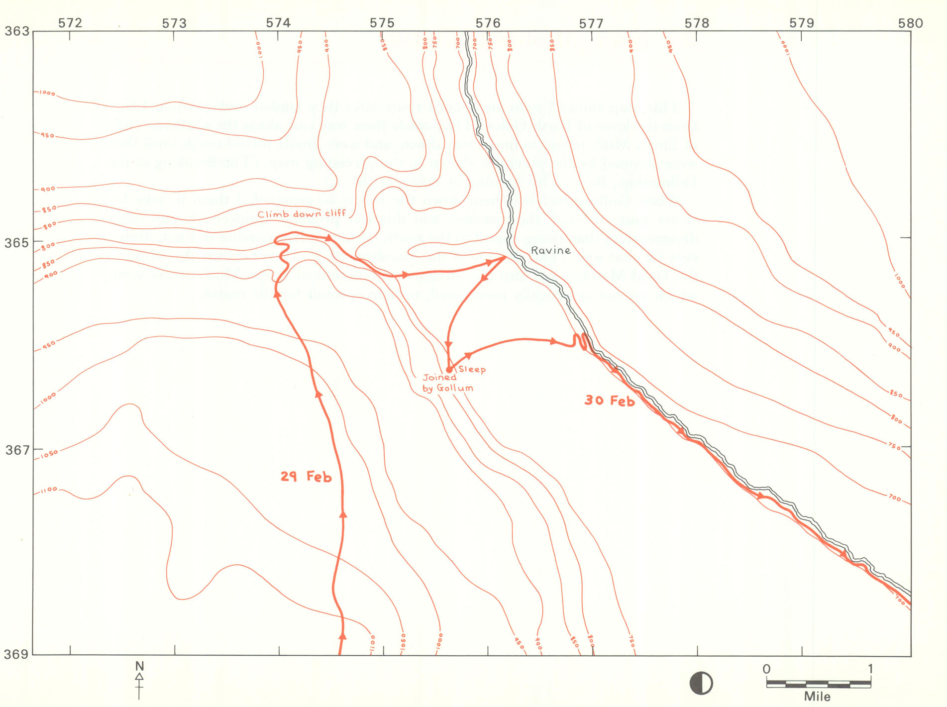 MIDDLE-EARTH Emyn Muil & Nindalf. Frodo's route. TOLKIEN/STRACHEY 1981 ...