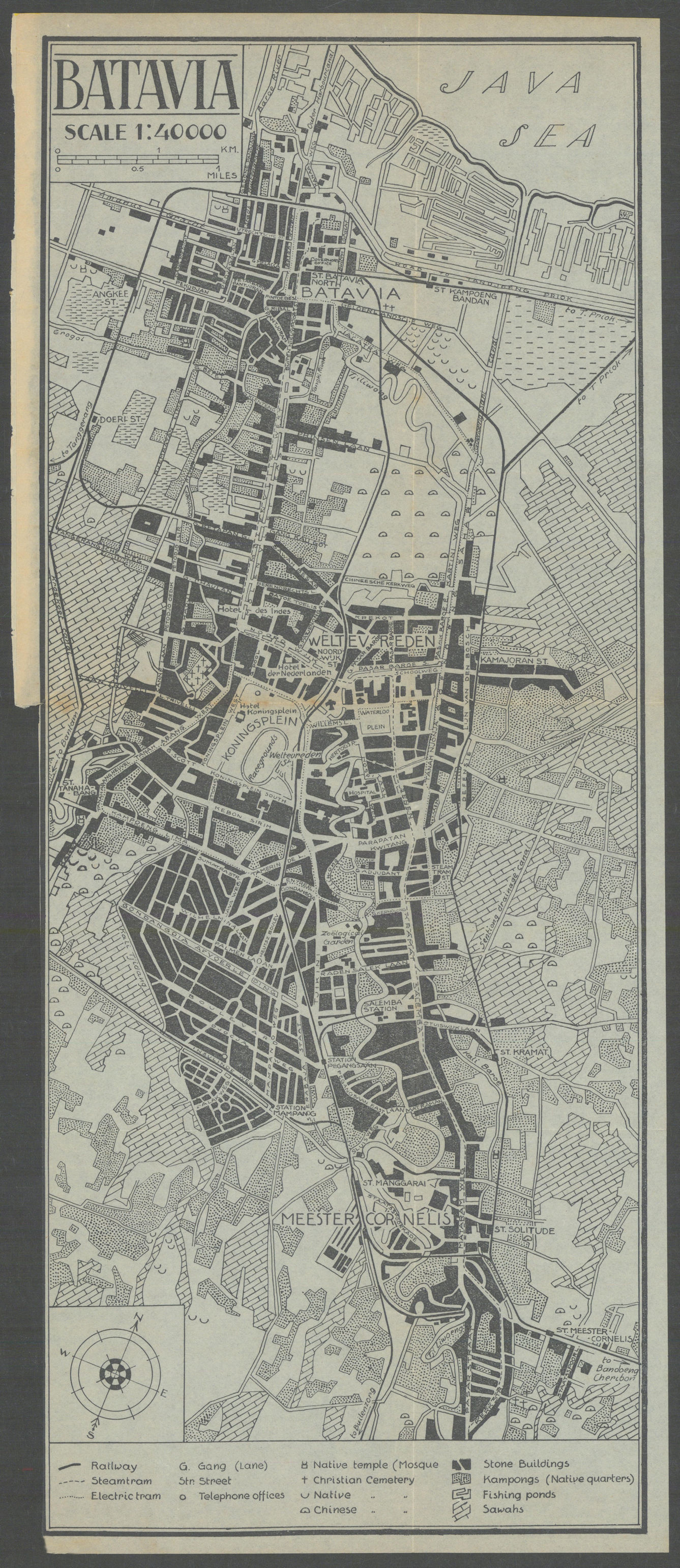 Batavia, Indonesia. Jakarta city plan. VAN STOCKUM 1930 old vintage map ...
