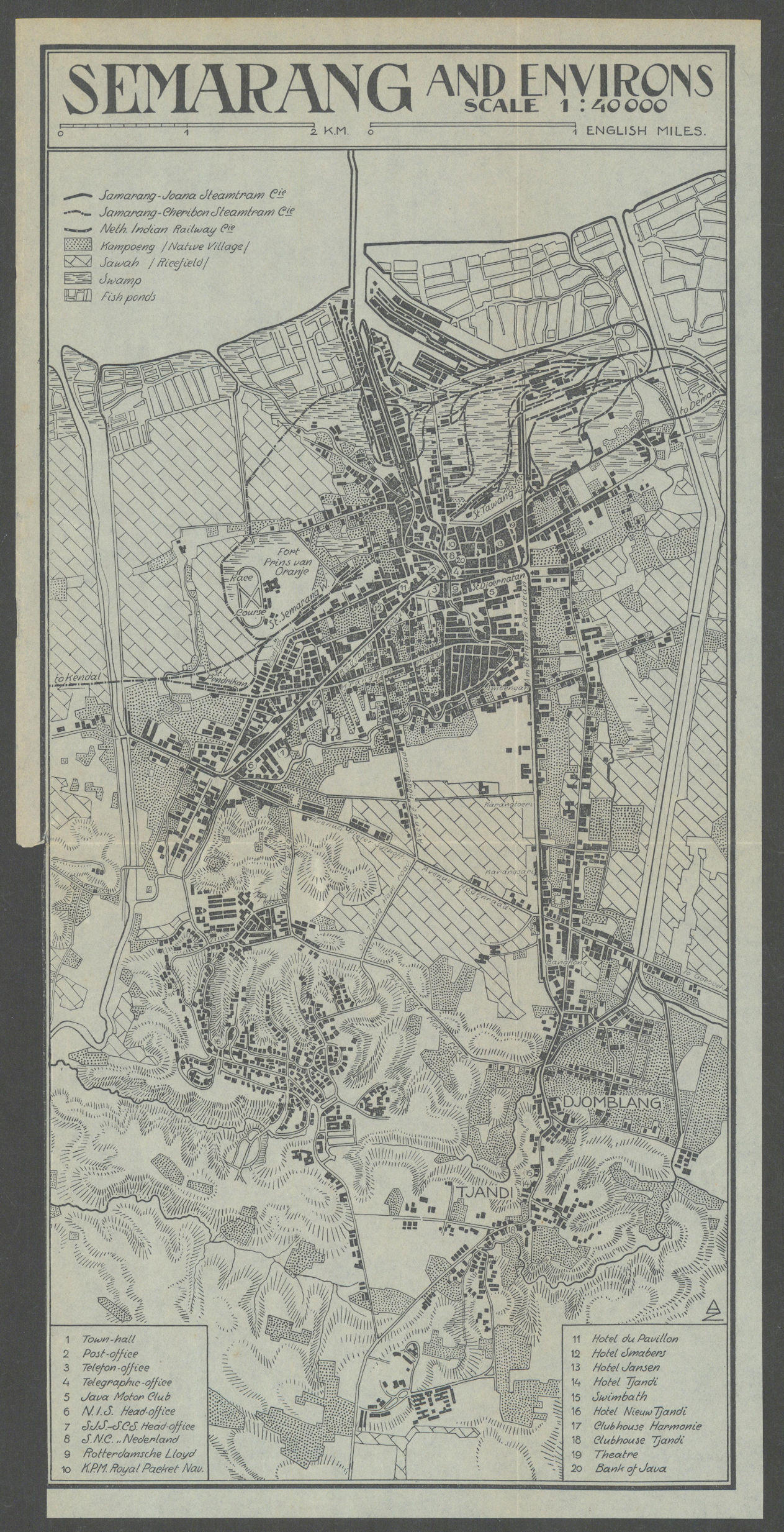 Semarang & environs. Town city plan. Java, Indonesia. VAN STOCKUM 1930 ...