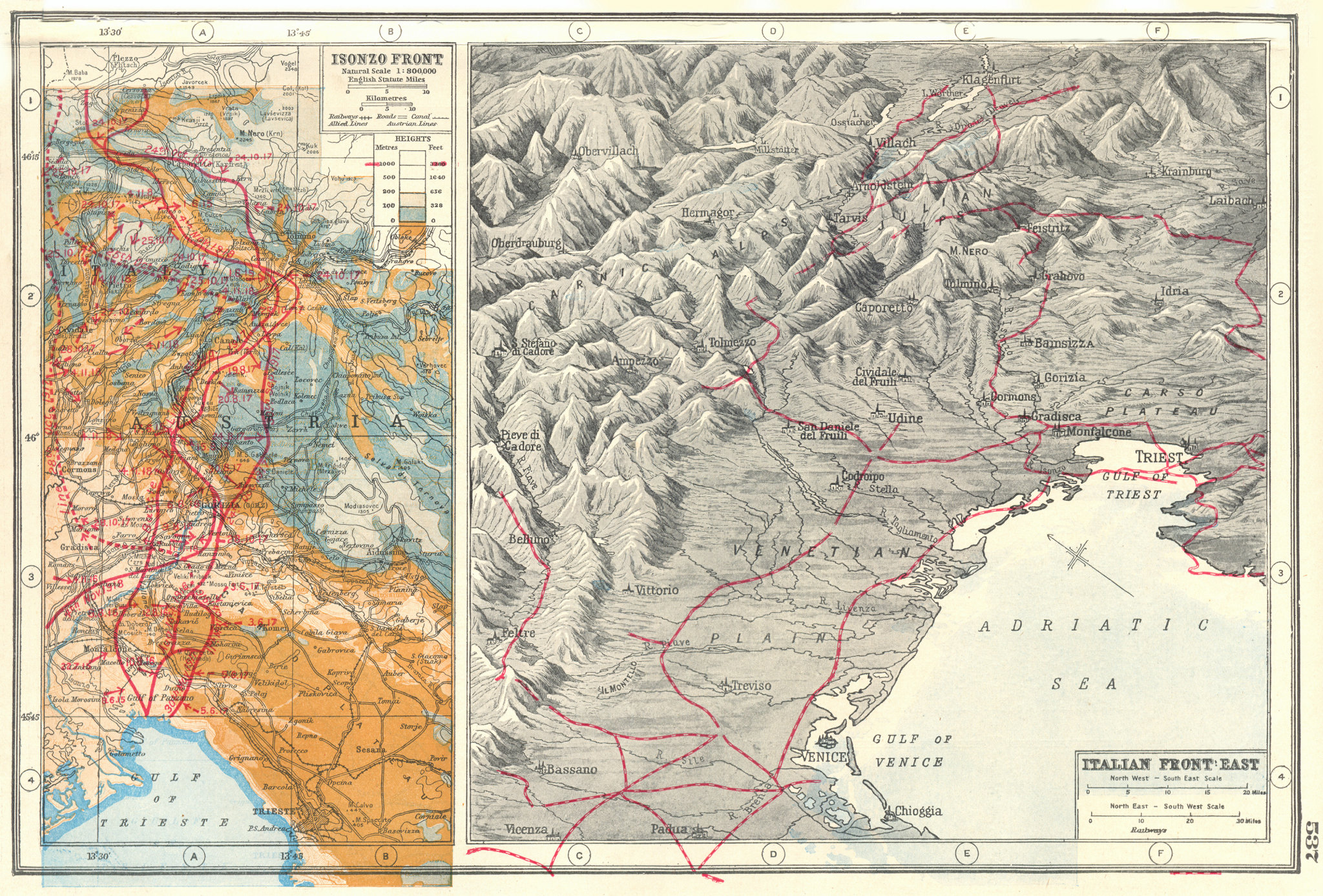 ITALY.Italian Front East;Isonzo Front. First World War 1 battle lines ...
