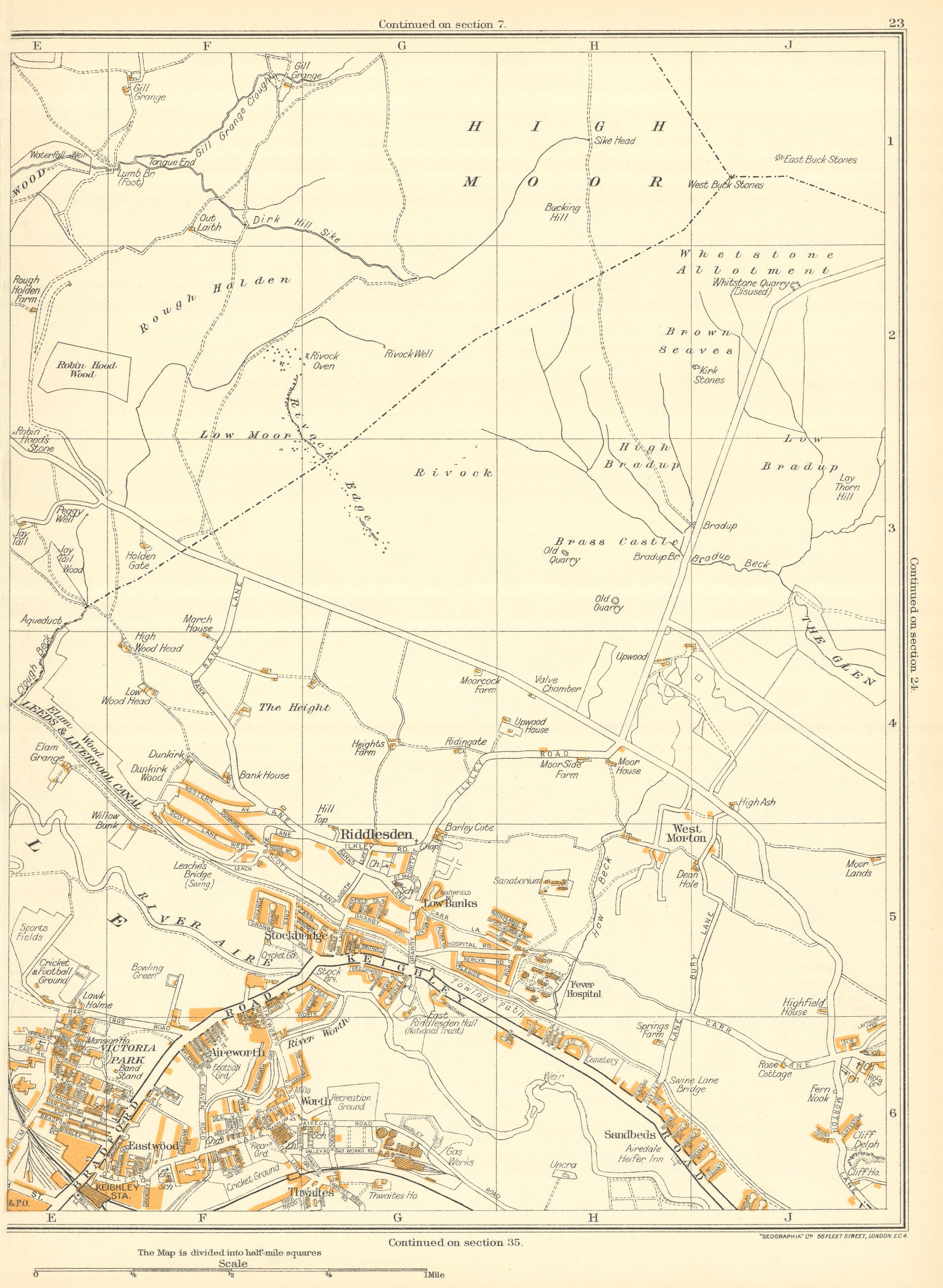 YORKSHIRE Sutton In Craven Sutton Mill Glusburn Kildwick Eastburn 1935 ...