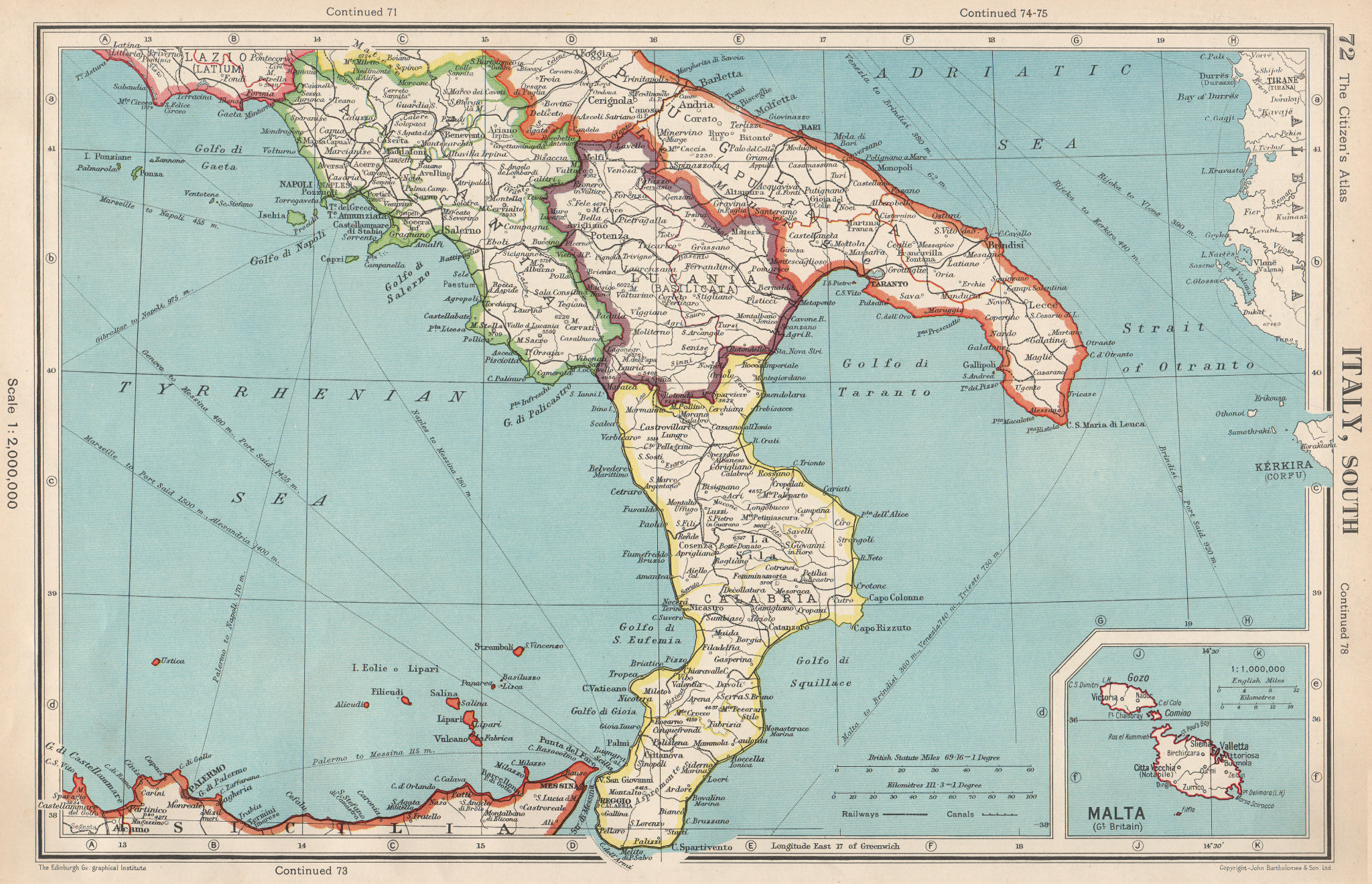 Northern Italy. Lombardy Piedmont. BARTHOLOMEW 1949 old vintage map ...