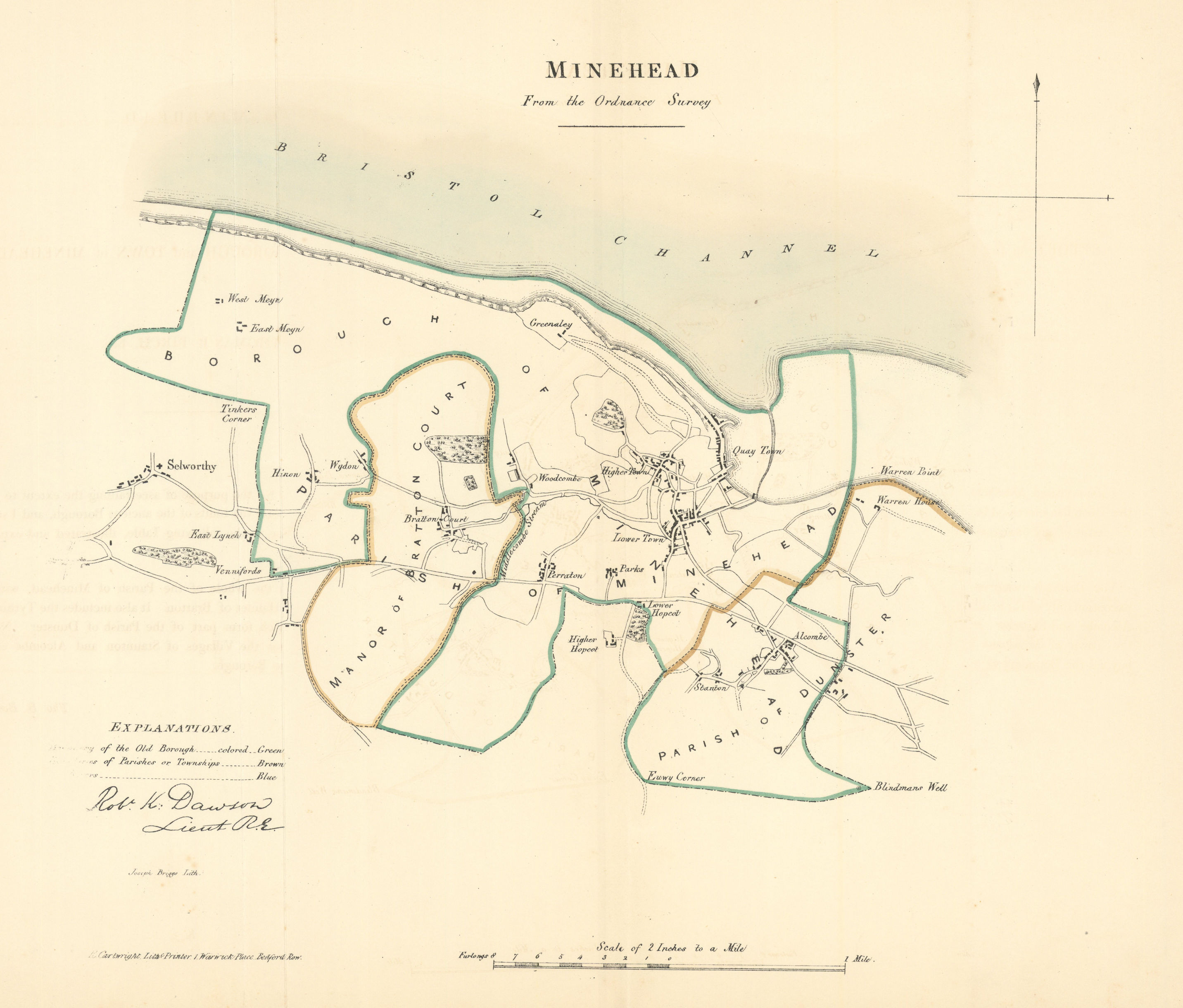 MINEHEAD borough/town plan. REFORM ACT. Selworthy. Somerset. DAWSON ...