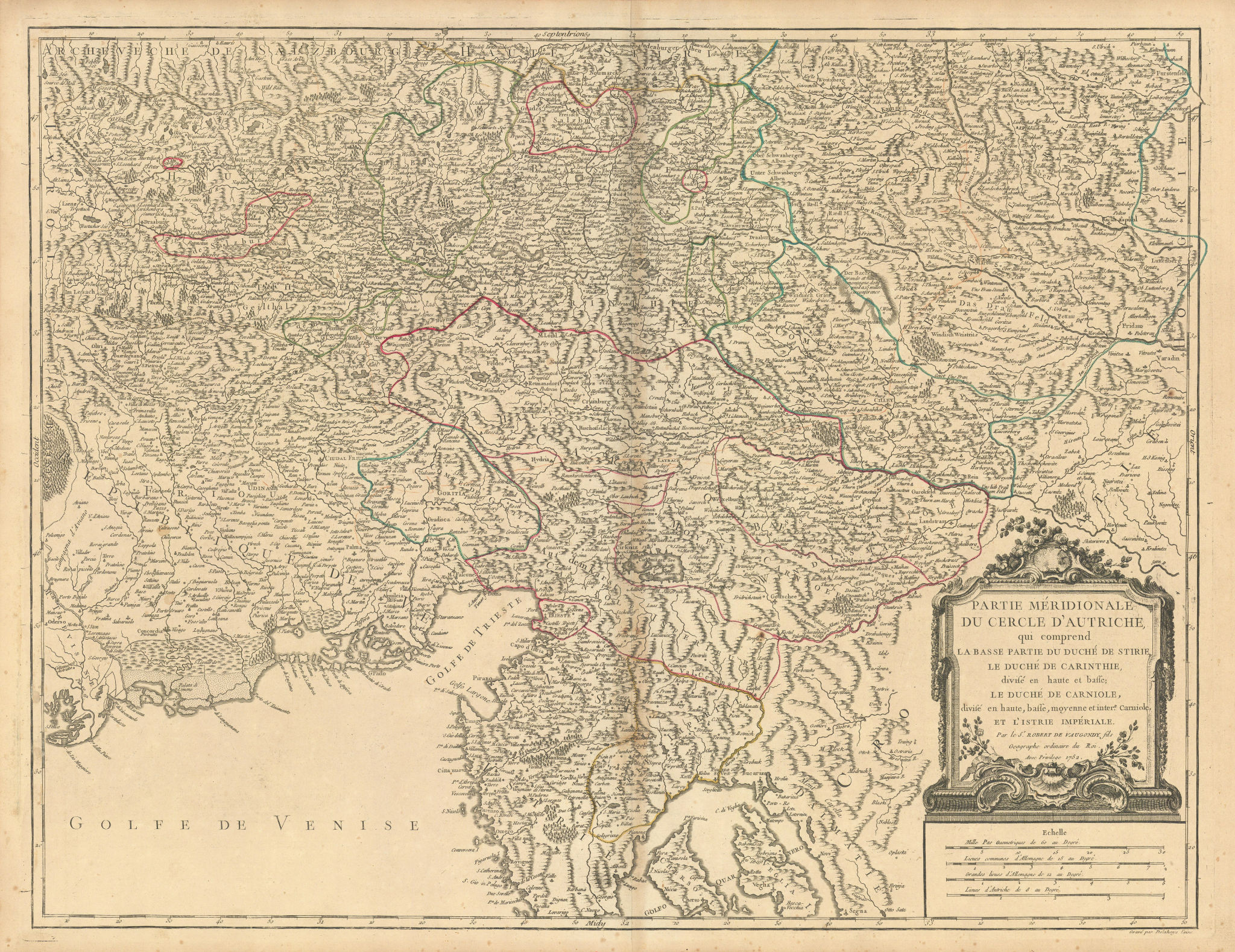 Cercle d’Autriche. Circle of Austria. BONNE 1787 old antique map plan chart