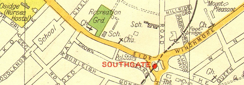 LONDON. Southgate New Southgate Arnos Grove West Enfield 1937 old ...