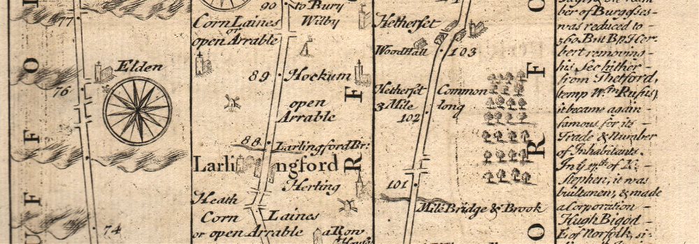 Thetford-Larling-Attleborough-Wymondham-Norwich road map by OWEN ...