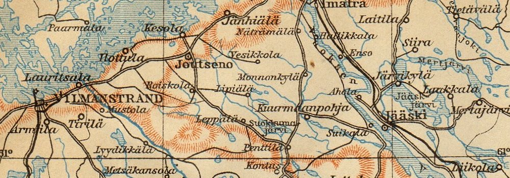 Imatra / Lappeenranta (Villmanstrand). Finland / Russia. BAEDEKER 1912 ...