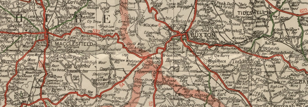 Peak District Derbyshire Dales road map Manchester Sheffield GEOGRAPHIA ...