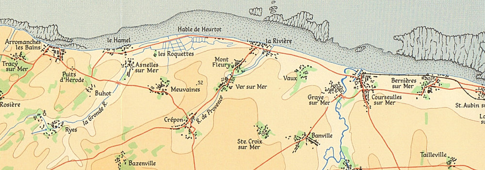 D-Day June 1944 British Assault Area. Caen Bayeux Gold Juno Sword beach ...