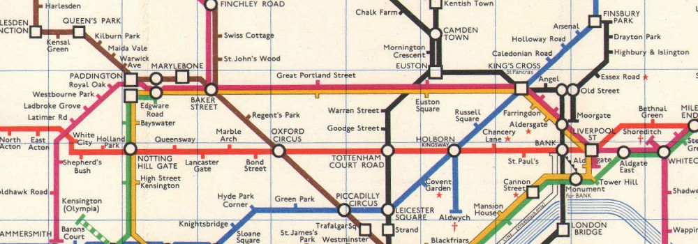 LONDON UNDERGROUND tube map plan. Essex Rd. Ongar. HUTCHISON 1961 old