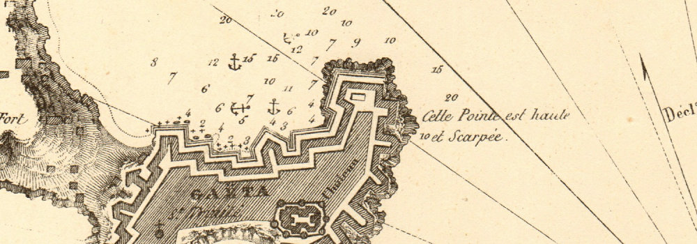 Plan of Gaeta Bay. 'Plan de la Baie de Gaete'. Italy. GAUTTIER 1851 old ...