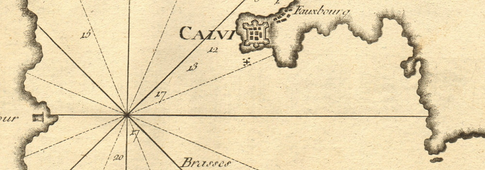 Plan de la Baye de Calvi, sur l'Isle de Corse. Calvi, Corsica. ROUX ...