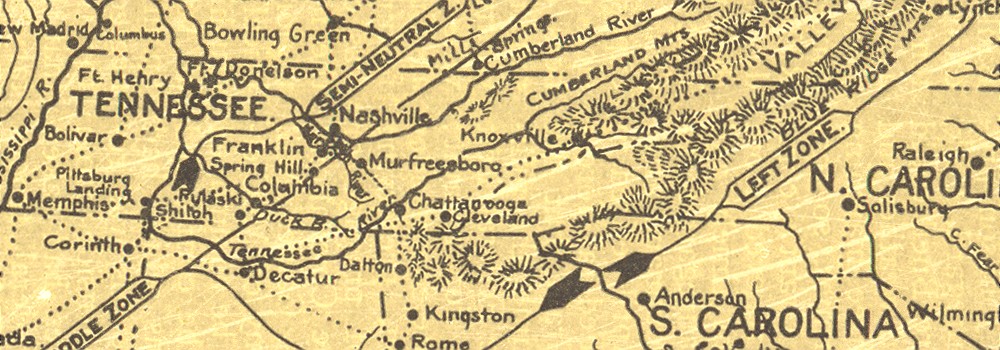 Military zones of the AMERICAN CIVIL WAR. Railroads 1907 old antique ...