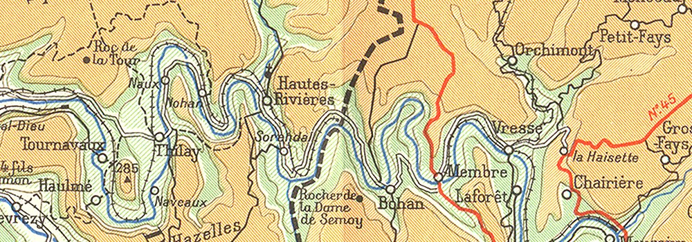 BELGIUM. Meuse Semois valleys-Mezieres, Bouillon, Florenville; map ...