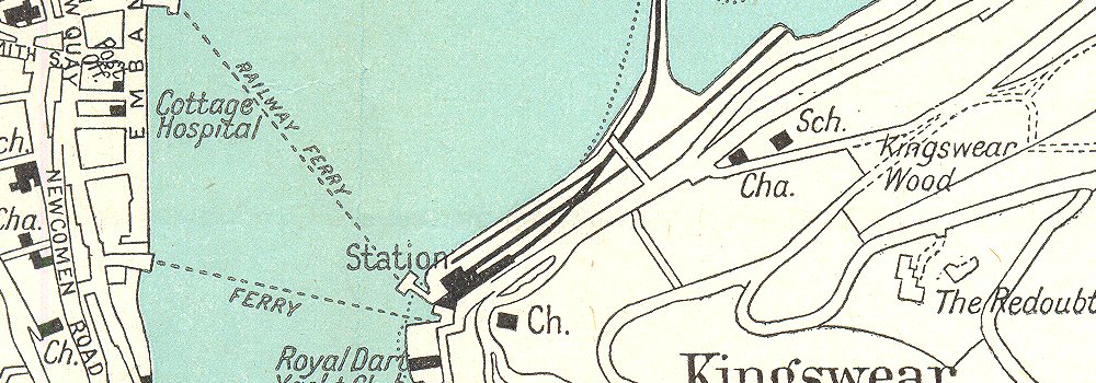 DARTMOUTH vintage town/city plan. Kingswear. Devon. WARD LOCK 1952 old map