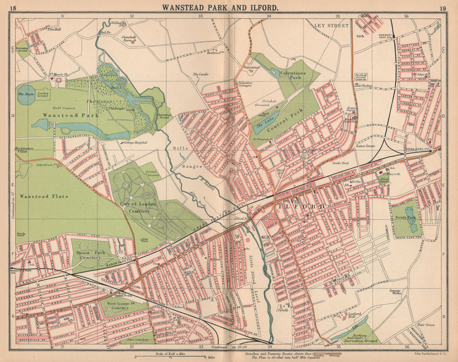 LONDON NE Wanstead Flats Wanstead Park Ilford Bus Tram Routes 1913 LONDON NE Wanstead Flats Wanstead Park Ilford Bus Tram Routes 1913