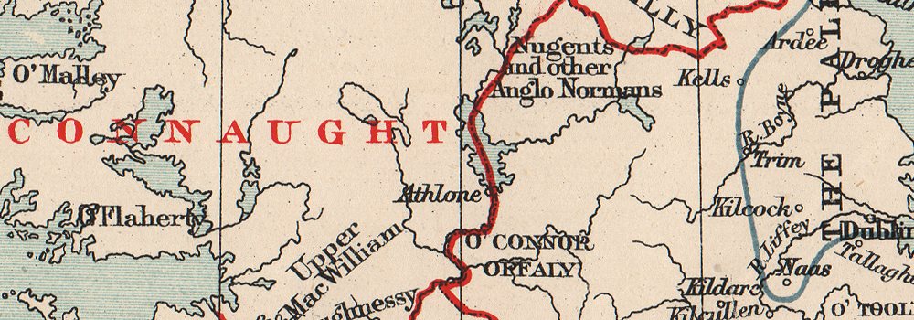 IRELAND IN 1500. Showing clan names kingdoms "The Pale" provinces 1907 ...