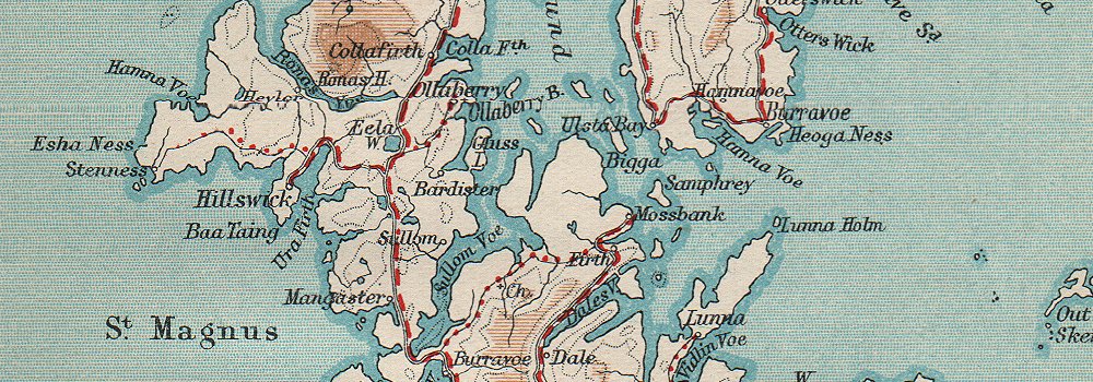 SHETLAND ISLANDS. Vintage map plan. Lerwick Fetlar Yell Unst. Scotland 1932