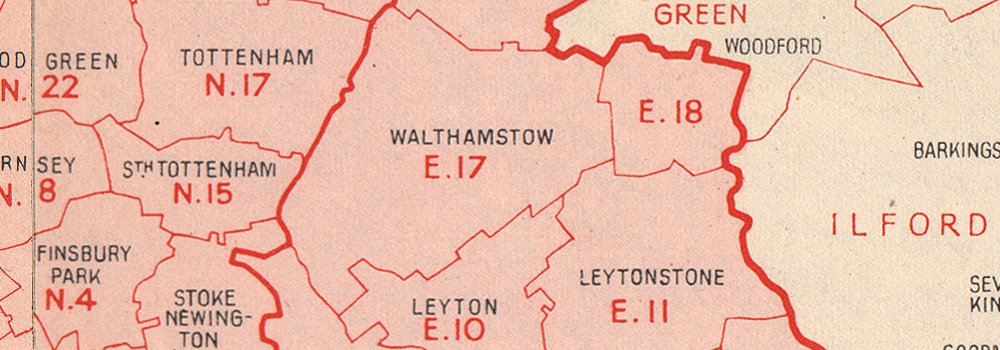 Postal map of London and Suburbs. Postcodes. Postal regions. Zipcodes 1953