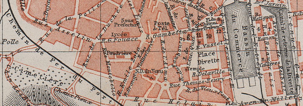 CHERBOURG town city plan de la ville. Manche. Rade de Cherbourg carte ...