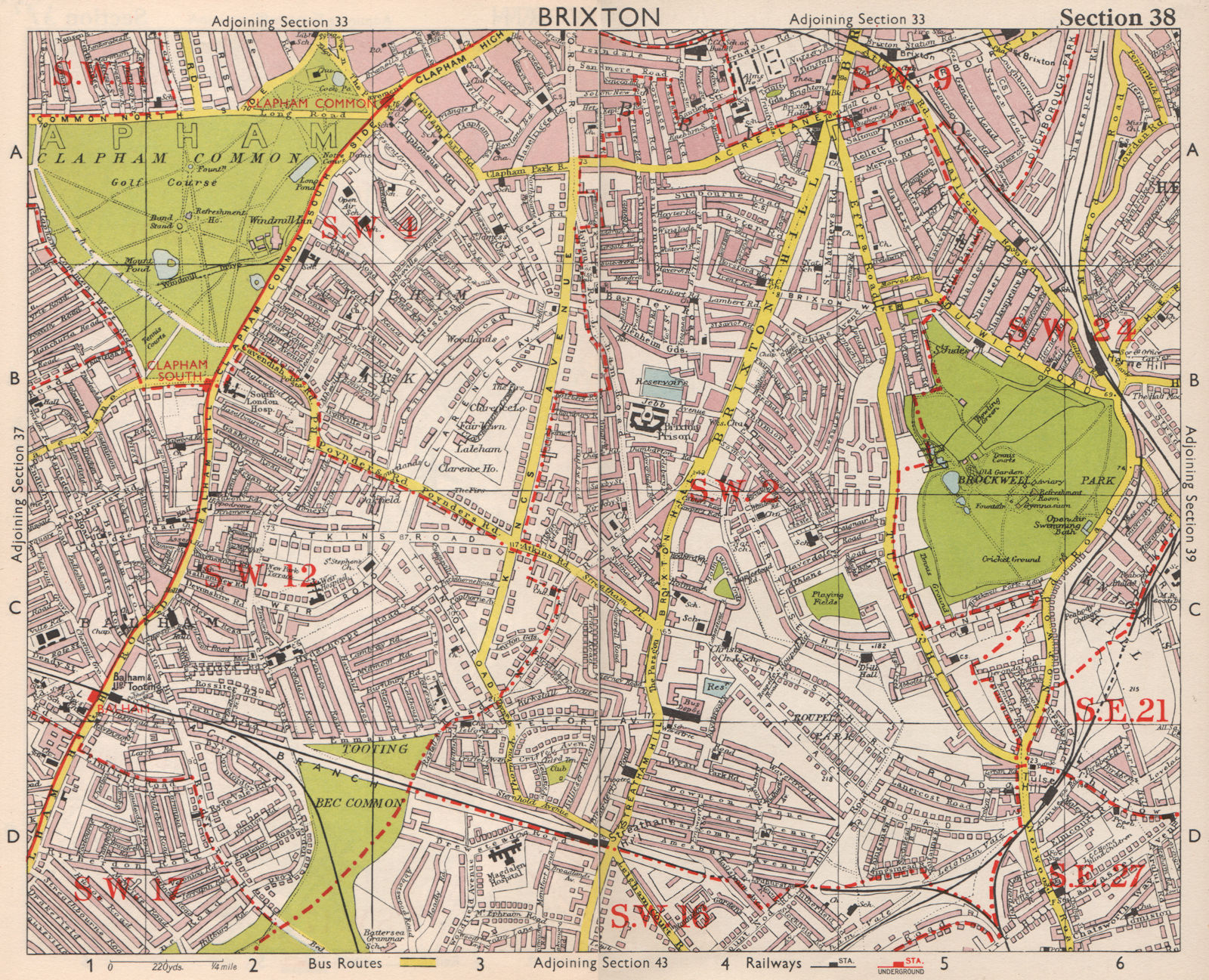 SW LONDON. Putney Roehampton Richmond Park Wimbledon Common. BACON 1959 map