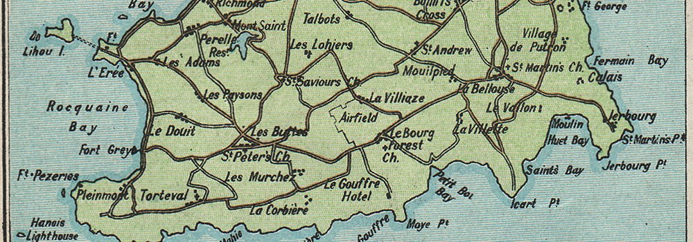 GUERNSEY & SARK. Vintage map plan. Channel Islands. St Peter Port 1957 ...