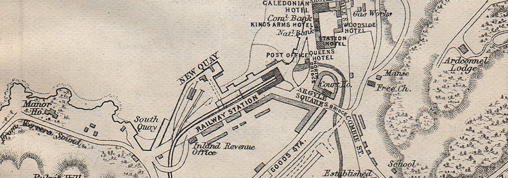 OBAN antique town plan & bay. Scotland 1886 old vintage map chart