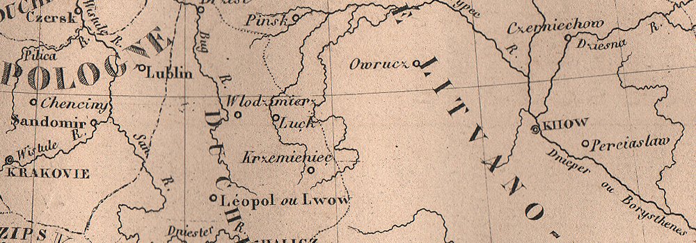Map of Poland in 1333 1836 old antique vintage plan chart
