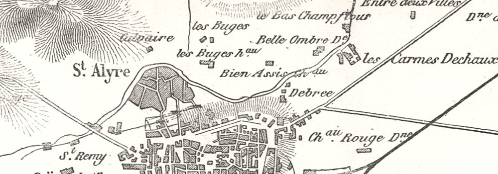 Clermont and Montferrand city town plan. Puy-de-Dôme. Sketch map 1885 ...