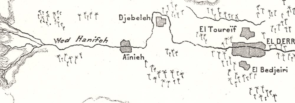 Diriyah. Saudi Arabia. Sketch map 1885 old antique vintage plan chart