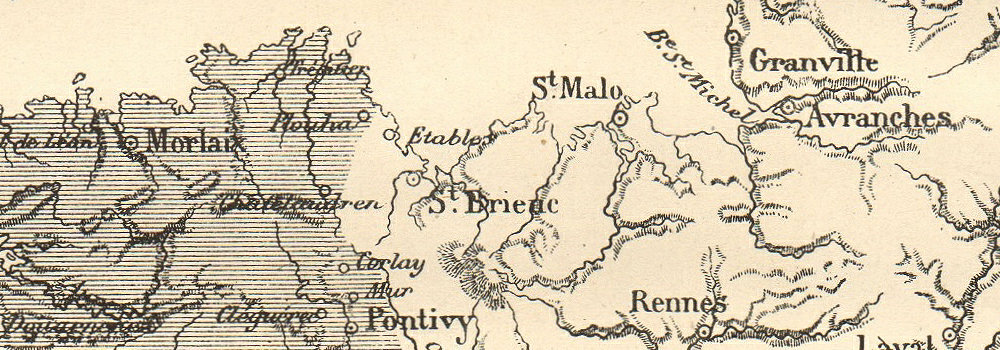 Approximate extent of the Breton language. Brittany Finistere. Sketch ...