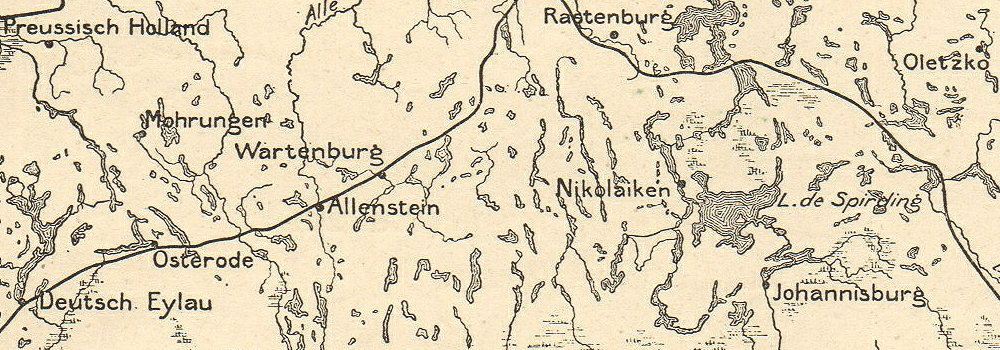 Masurian Lakeland. Elblag. Poland. Sketch map. SMALL 1885 old antique