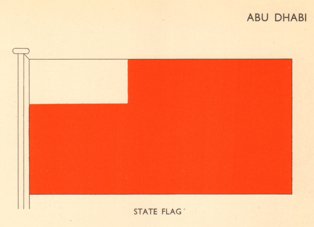 UNITED ARAB EMIRATES FLAGS. Abu Dhabi. State Flag 1958 old vintage print