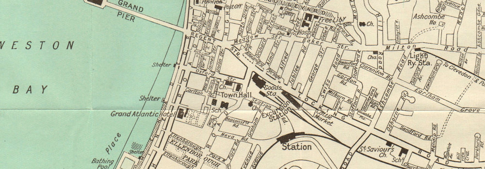 WESTON-SUPER-MARE vintage town/city plan. Somerset. WARD LOCK 1946 old map