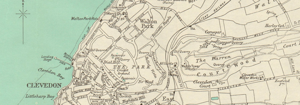 CLEVEDON vintage town/city plan. Somerset. WARD LOCK 1946 old vintage map