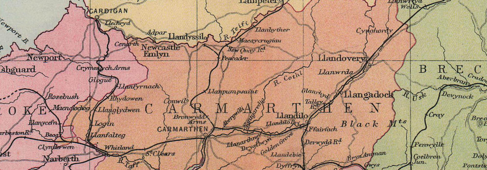 WALES Railway Map of South Wales BARTHOLOMEW 1882 old antique plan ...