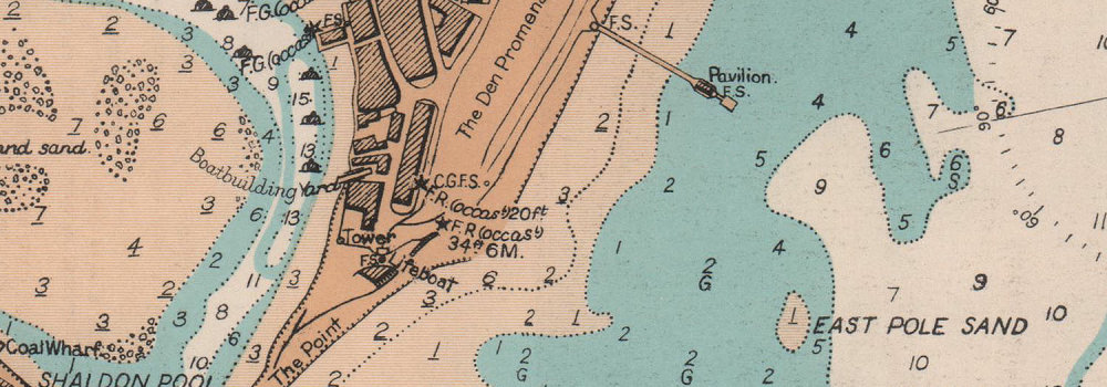 Teignmouth & Shaldon town plan & sea coast chart. Devon. ADMIRALTY 1943 map