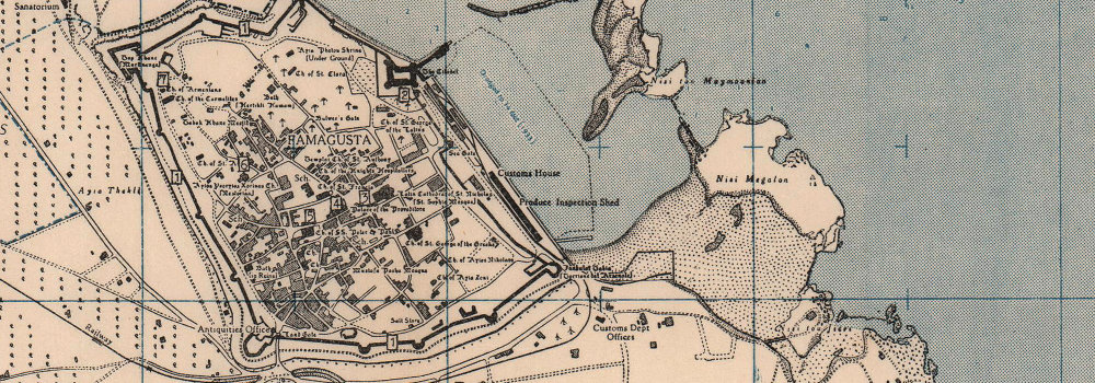 Famagusta & Varosha vintage town city plan. Gazimagusa, Northern Cyprus ...
