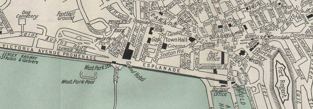 ST. HELIER vintage town city plan. Jersey Channel Islands. WARD LOCK ...