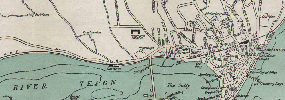 TEIGNMOUTH vintage city town plan. Devon. WARD LOCK 1934 old vintage ...